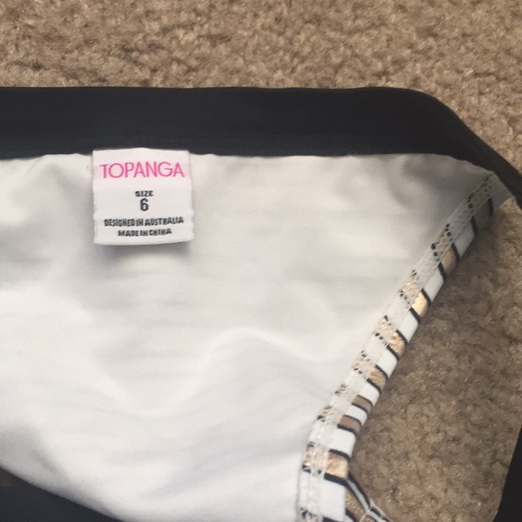 Topanga | Swim | Topanga Gold And White Striped Black Accent Bikini ...